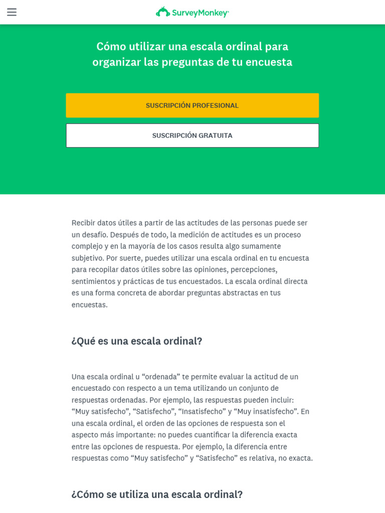 Cómo Usar Escalas Ordinales en Tus Preguntas - SurveyMonkey | PDF | Metodología de encuesta ...