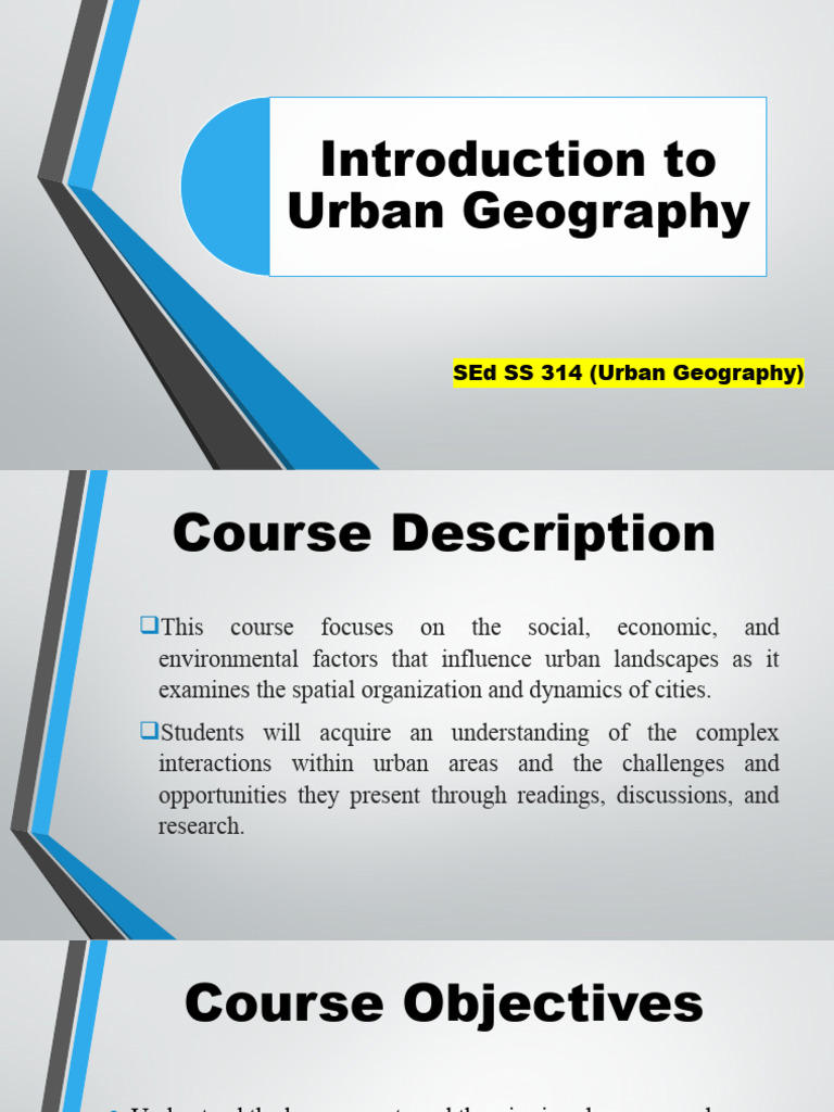 1 Intro To Urban Geography | PDF | Urban Geography | Geography