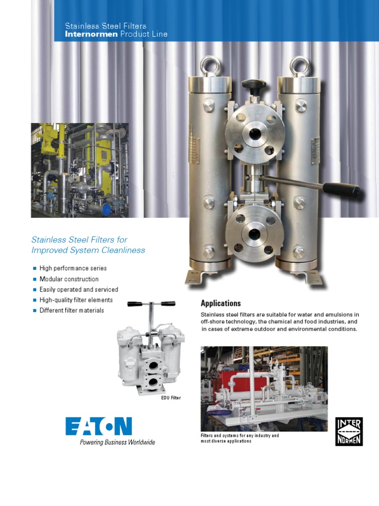 Eaton Internormen Stainless Steel Filters | Filtration | Industries