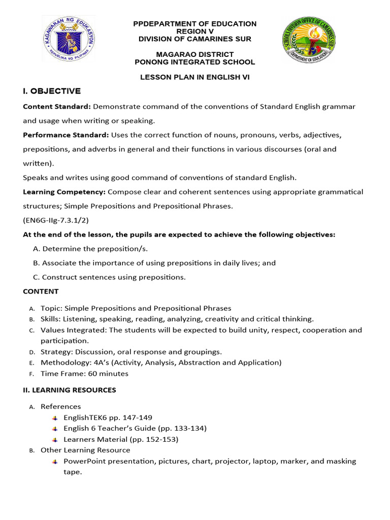 Detailed Lesson Plan in ENGLISH | PDF