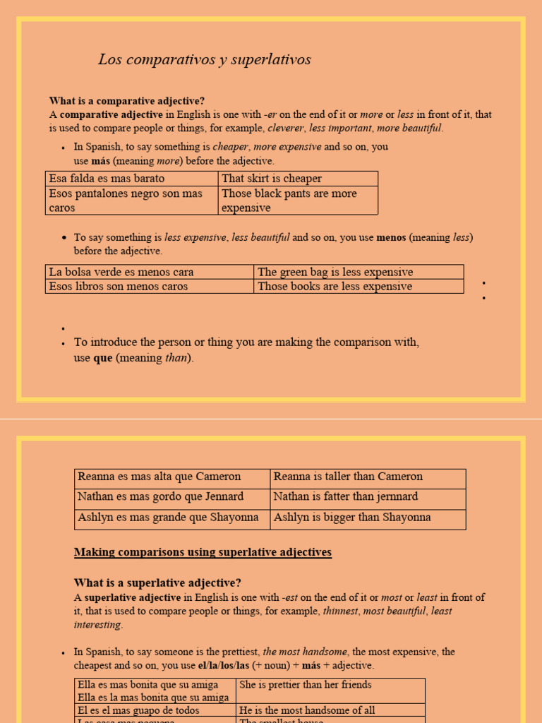 Los Comparativos y Superlativos Form 4 | PDF | Adjective | Semantic Units