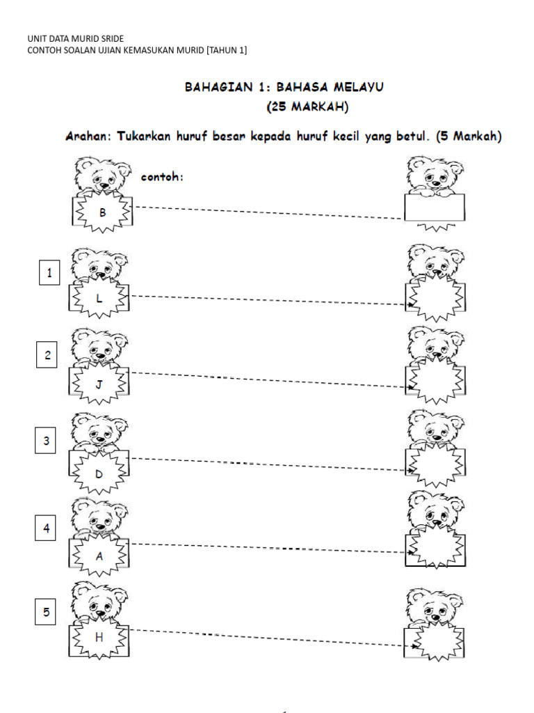 CONTOH SOALAN TAHUN 1 | PDF