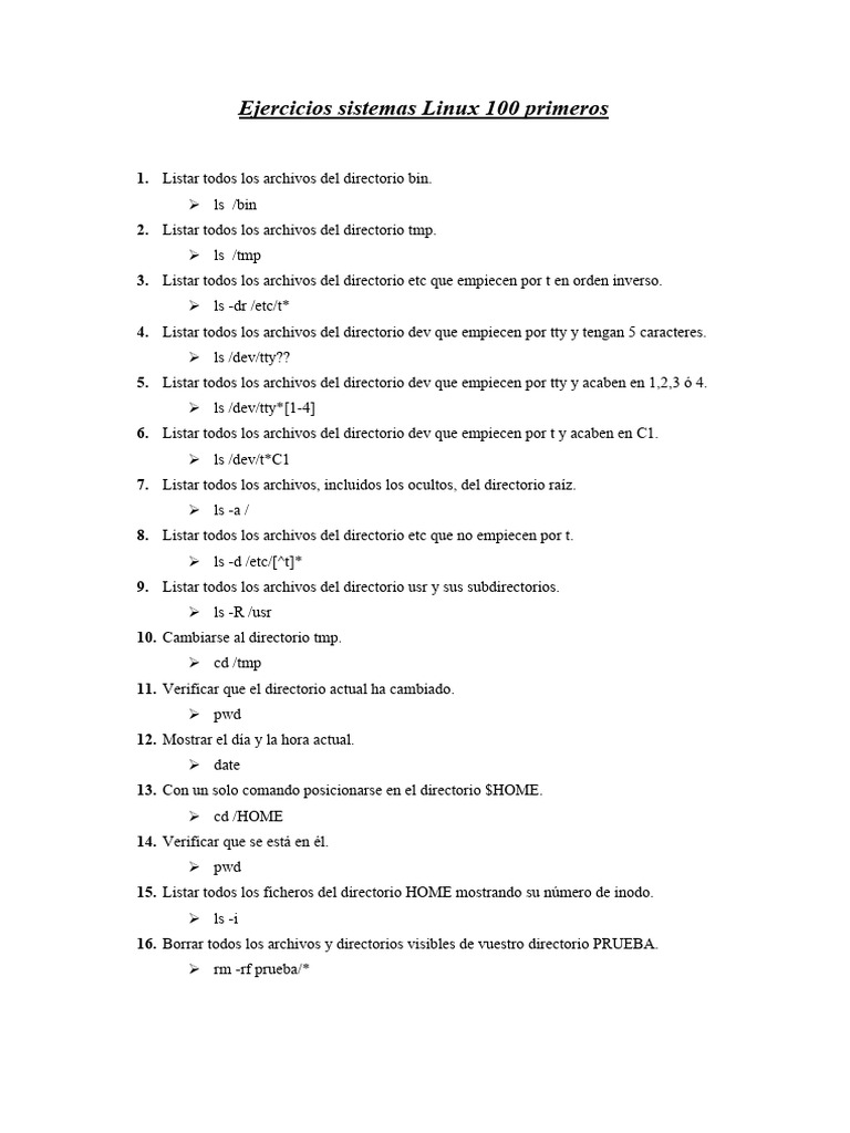 Ejercicios Sistemas Linux 100 Primeros 5 | PDF