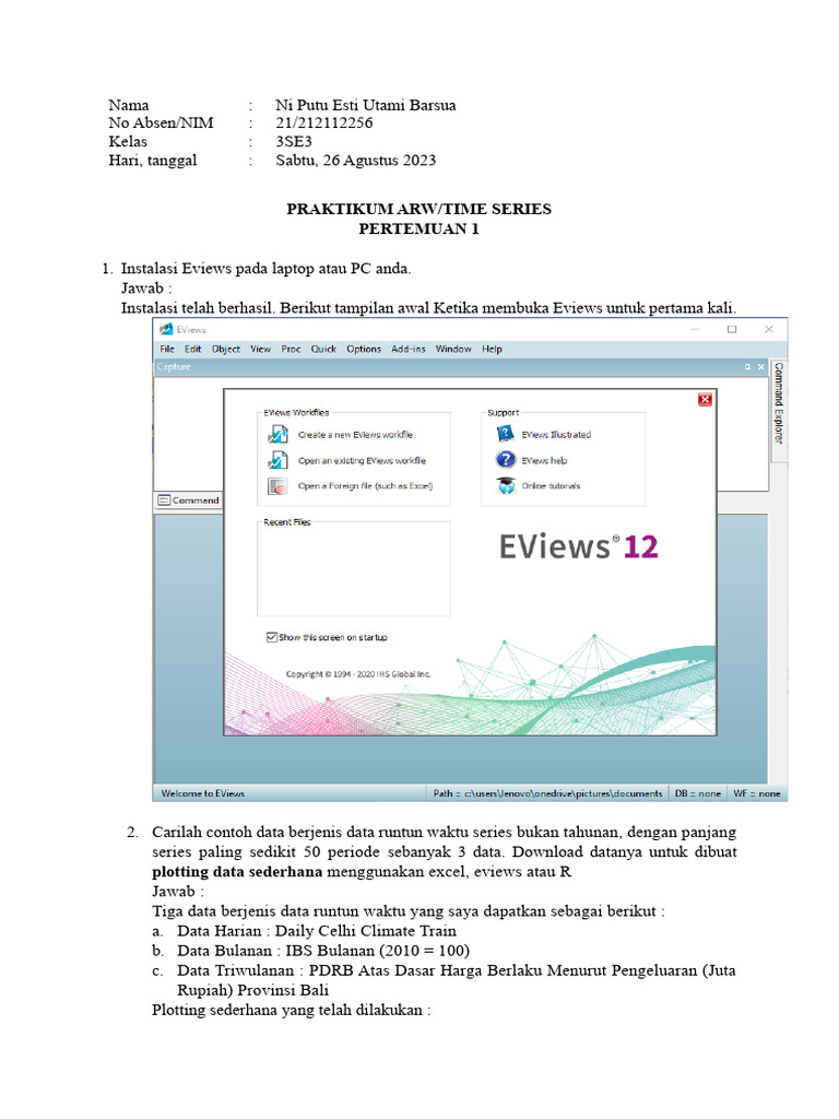 Ni Putu Esti Utami Barsua - Praktikum Time Series 1 | PDF