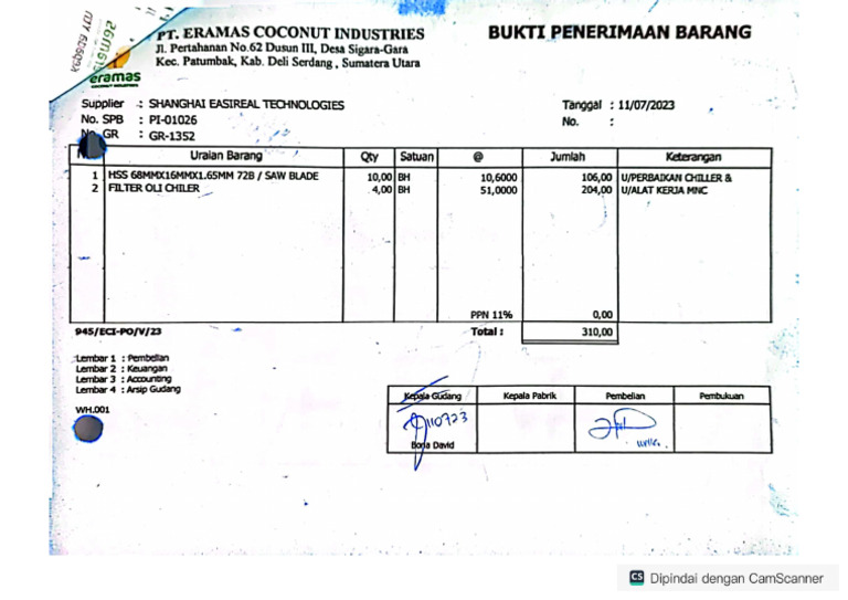 Contoh Bukti Penerimaan Barang Import I | PDF