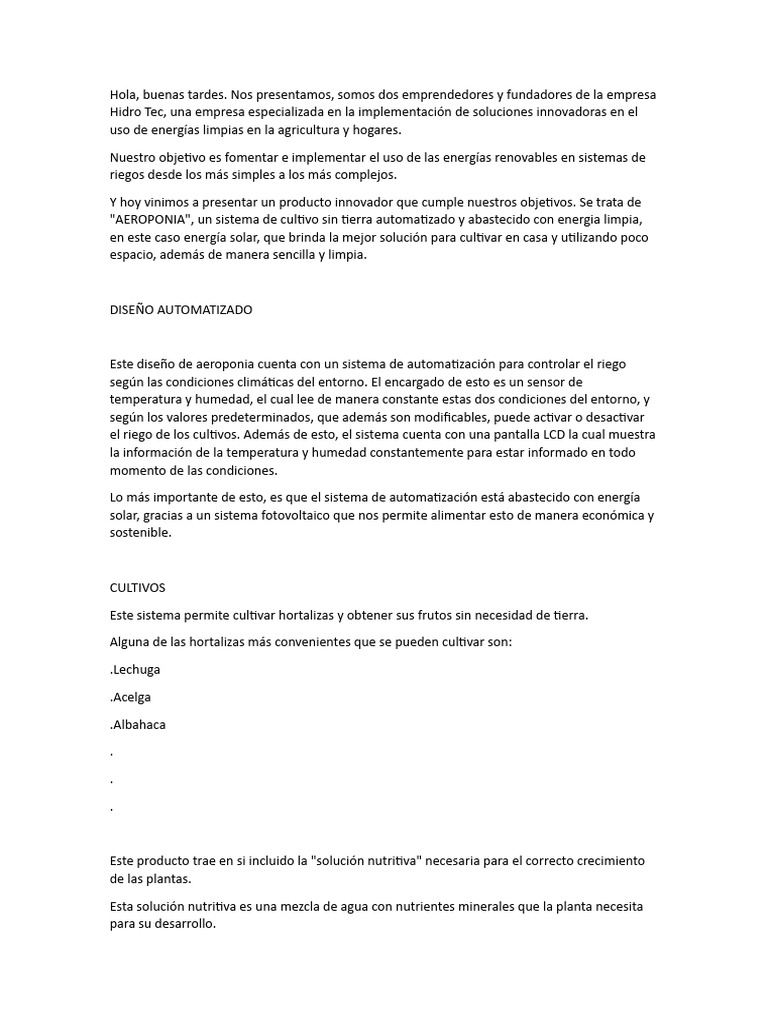 Final Aeroponia | PDF | Hogar, jardinería y bricolaje | Salud y bienestar