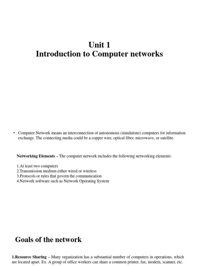 Unit 1-1 Intoduction to computer networks | PDF