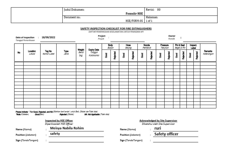 12 Inspeksi APAR | PDF