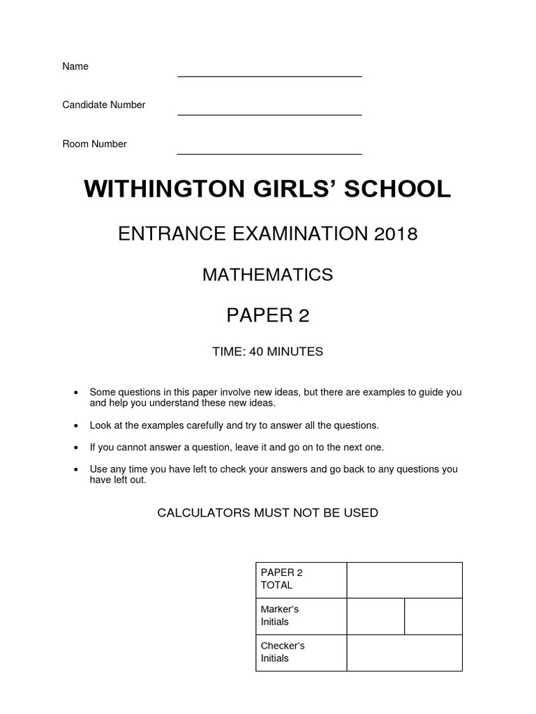 Maths Paper 2 2018 | PDF