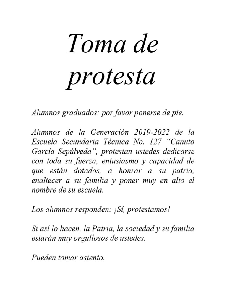 Toma de Protesta Graduandos | PDF