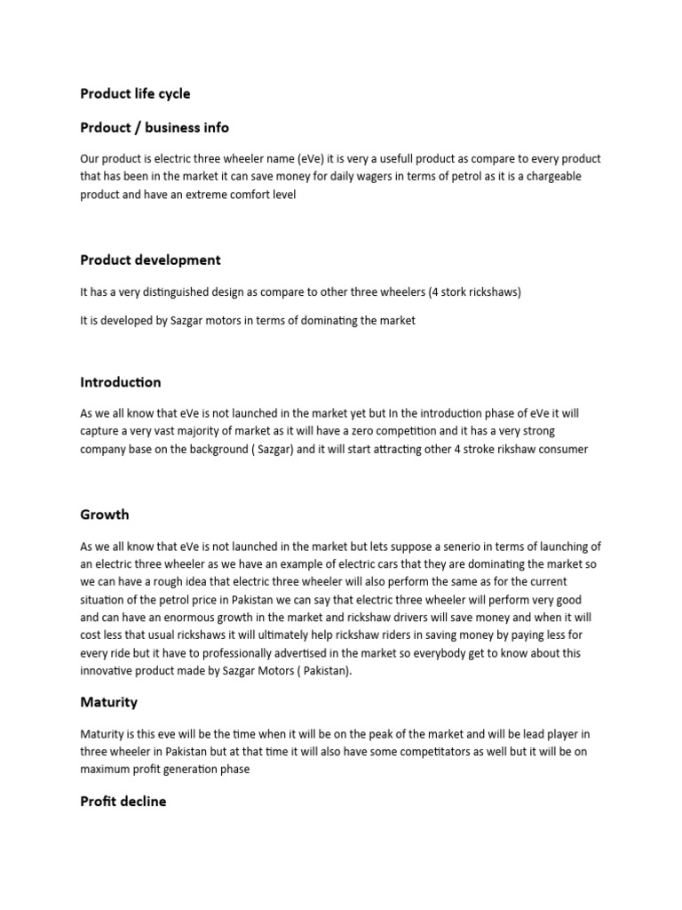 Product Life Cycle | PDF
