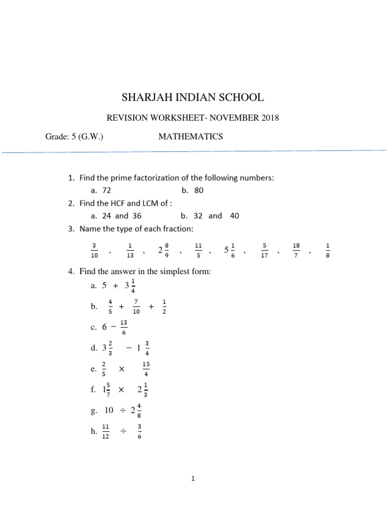 Mathematics Worksheet | PDF