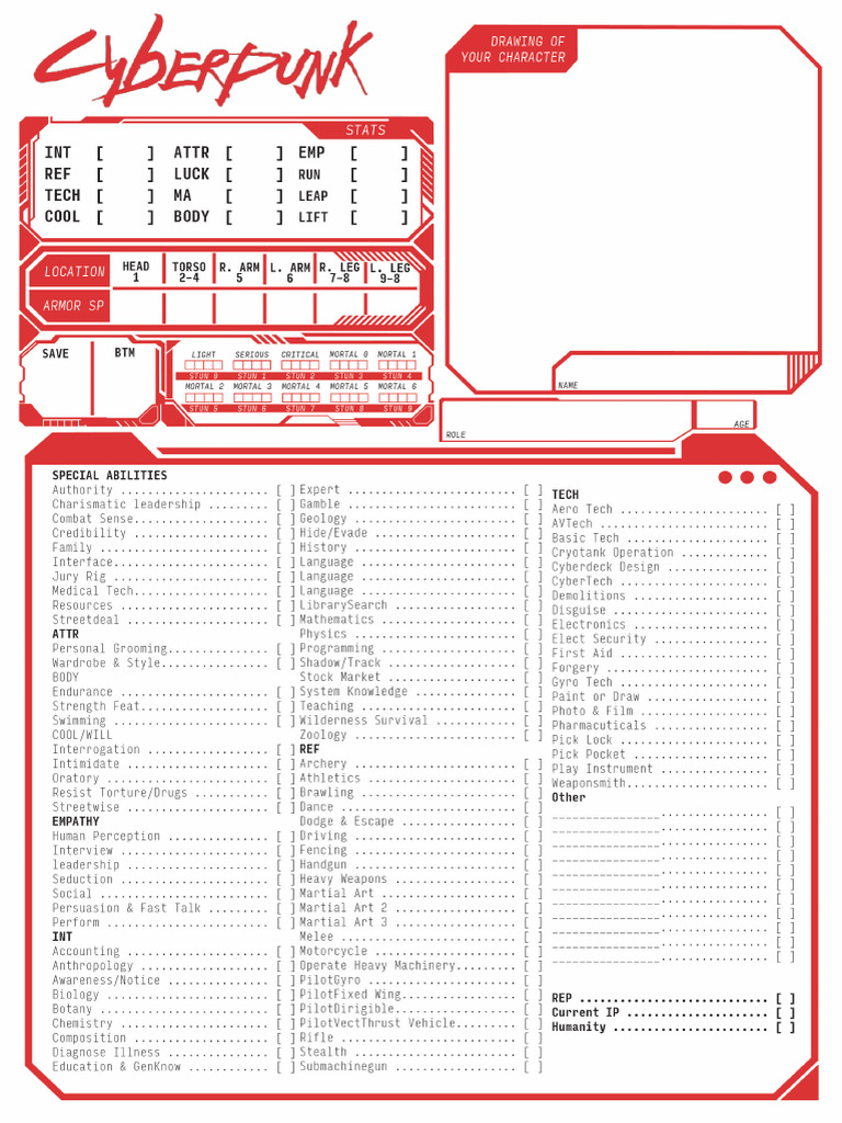 Cyberpunk 2020 Charaker Sheet | PDF