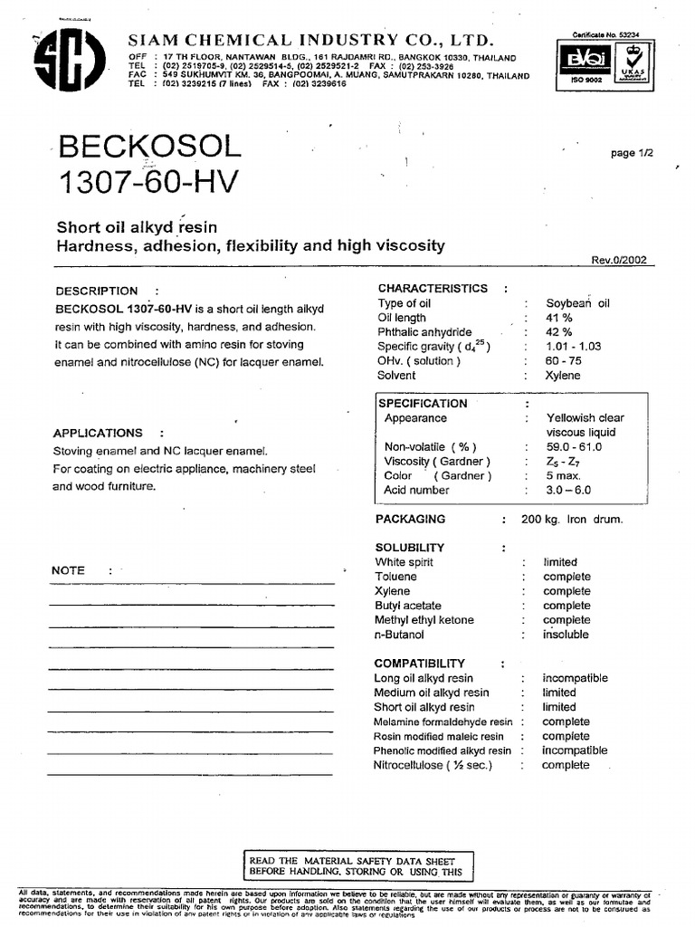 Catalog Beckosol 1307-60-HV PDF | PDF