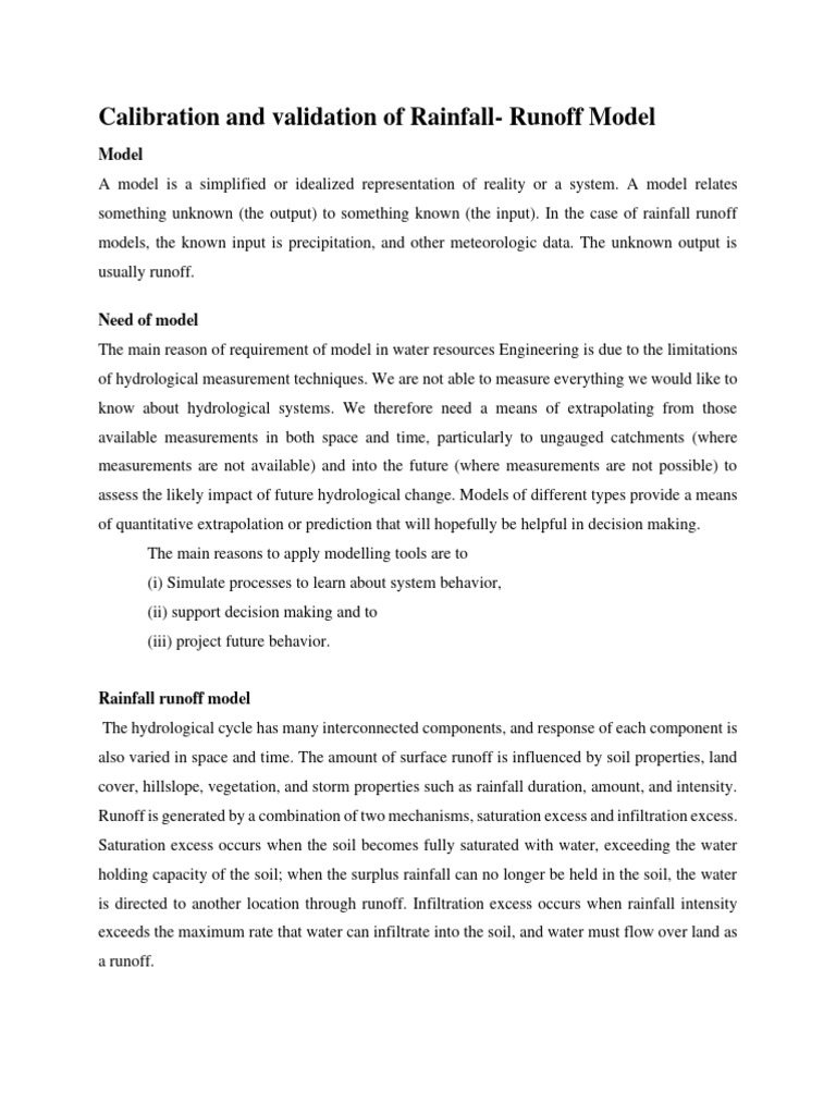 Calibration and Validation of Rainfall Runoff Model | PDF