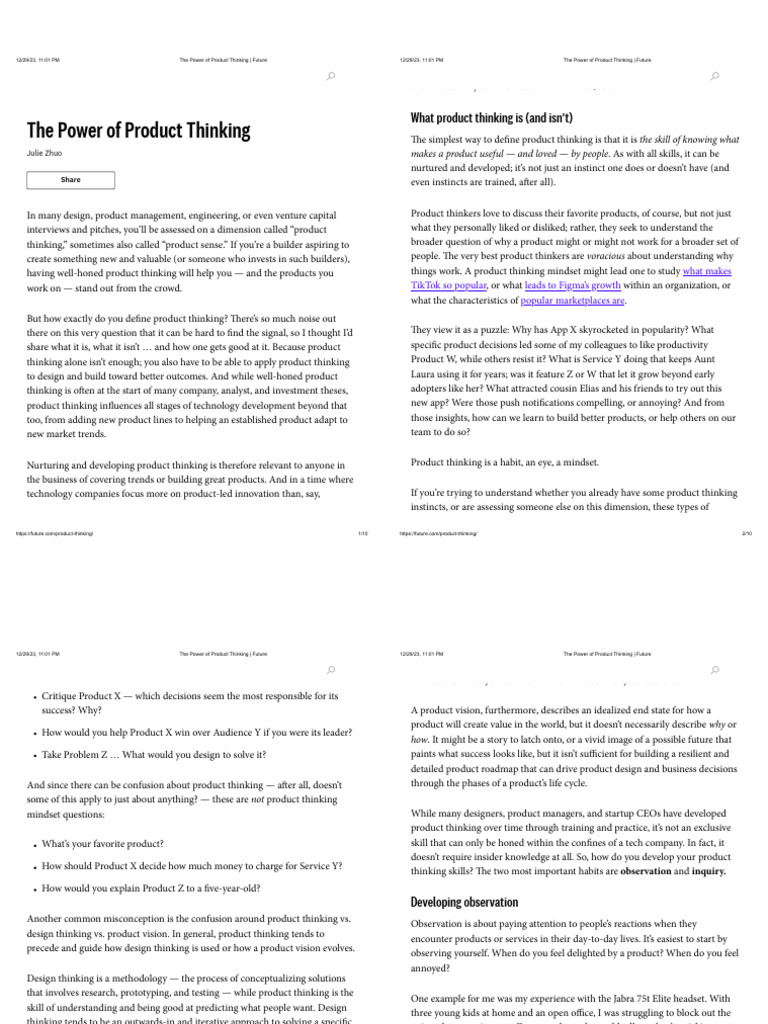 The Power of Product Thinking _ Future | PDF