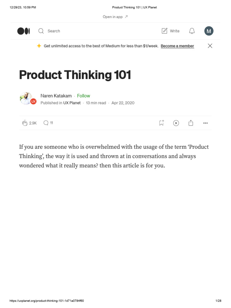 Product Thinking 101 - UX Planet | PDF | Thought | Hypothesis