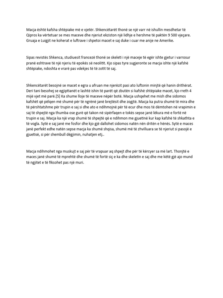 Macja Është Kafsha Shtëpiake Më e Vjetër | PDF