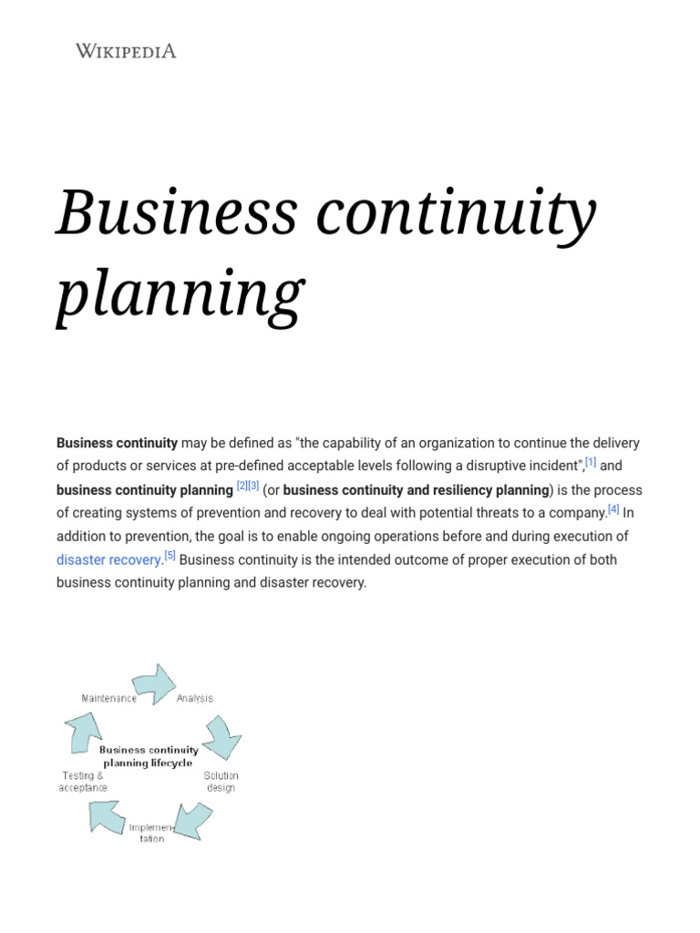 Business Continuity Planning | PDF