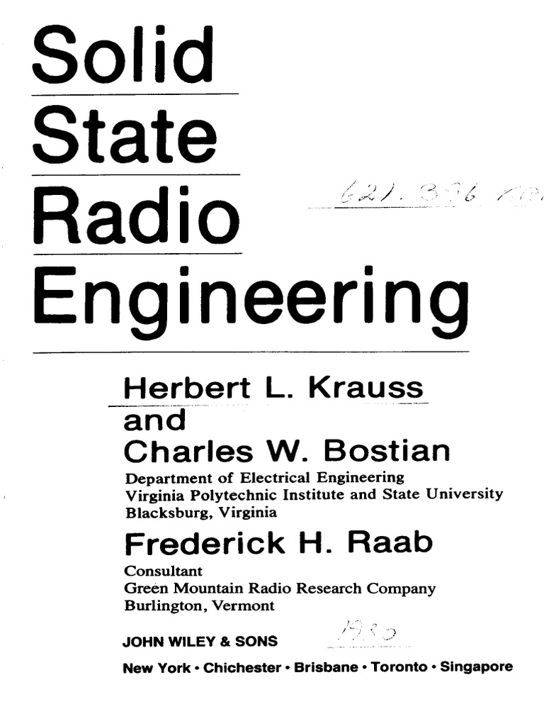 Solid State Radio Engineering (Krauss 1980) | PDF