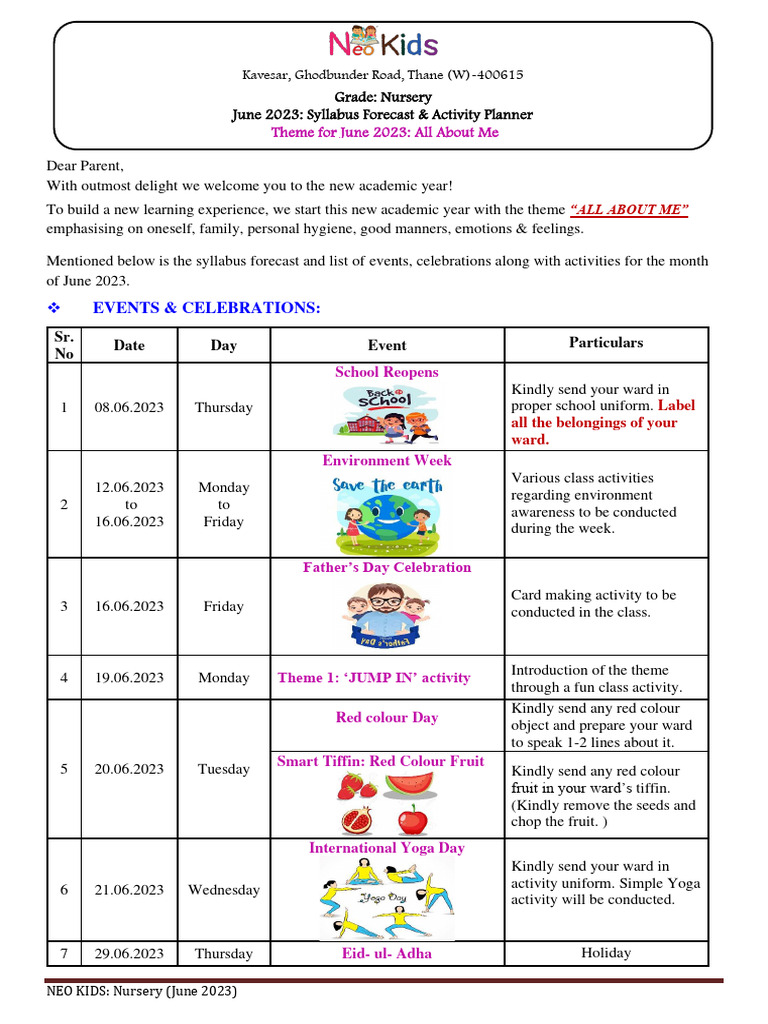 NHS Schedule Nursery | PDF