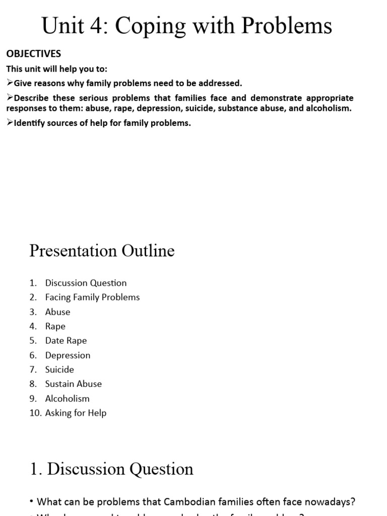 Chapter 1 - Unit 4 - Coping With Problems | PDF | Rape | Substance Abuse