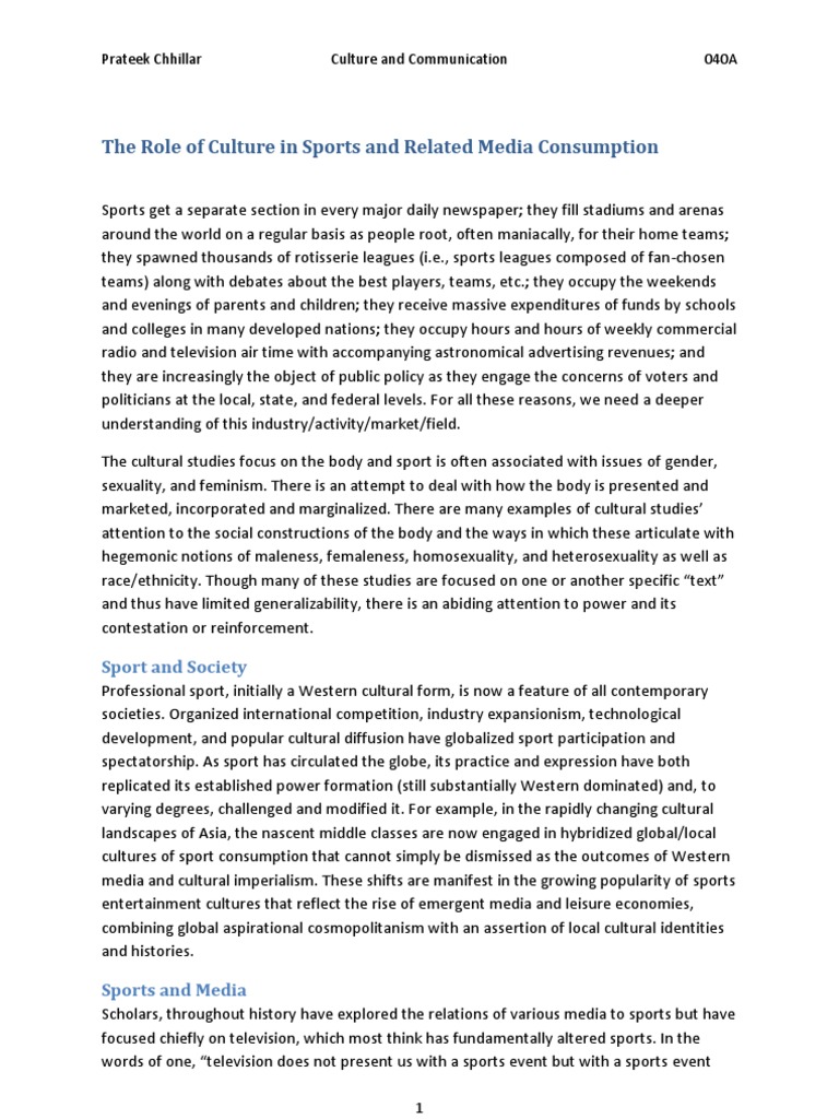 Sport, Media and Entertainment, A Cultural Perspective | PDF | Mass ...