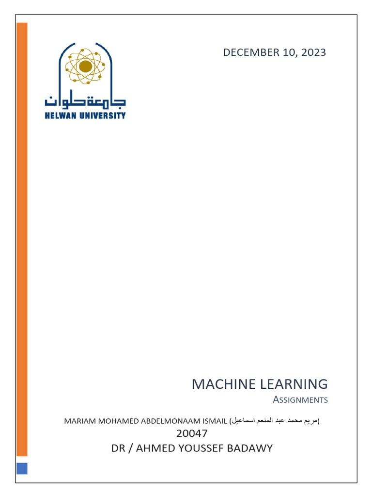 Assignment 1 Pdf Receiver Operating Characteristic Cross Validation Statistics 