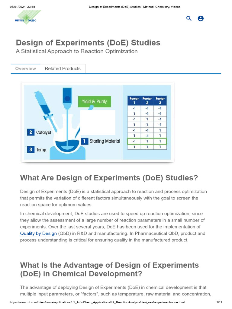 Design of Experiments (DoE) Studies - Method, Chemistry, Videos | PDF | Experiment | Design Of ...