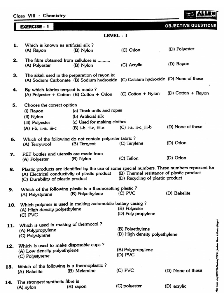 Excercise and Chapter 1 Chemistry20240108152905288 | PDF