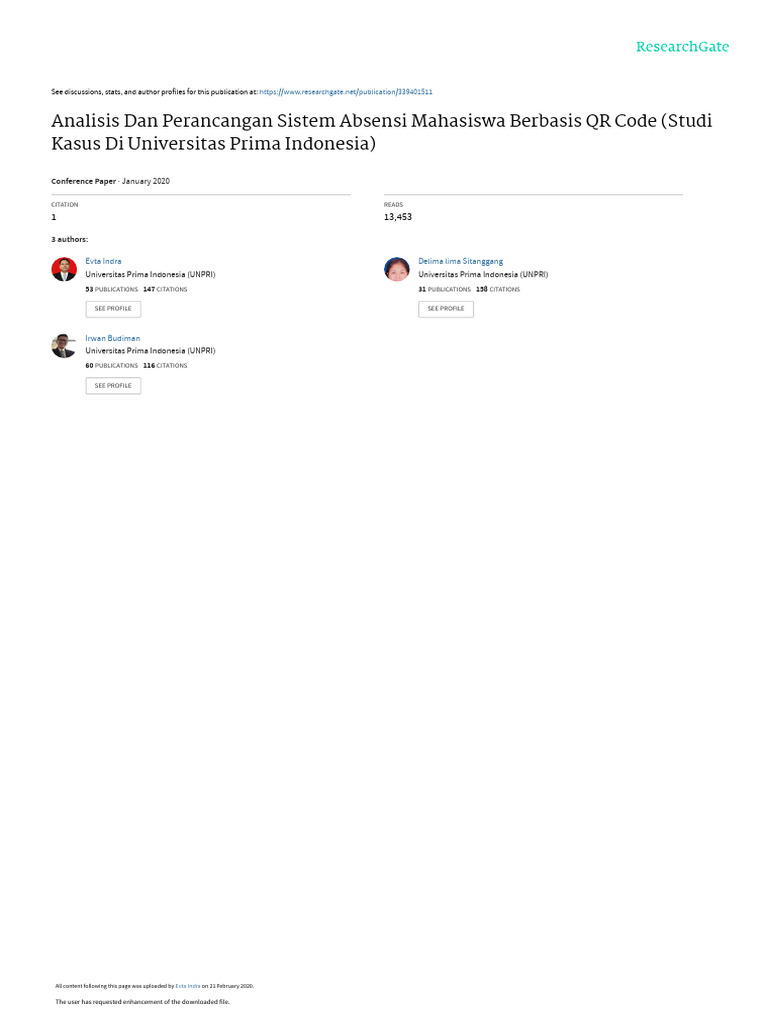 Analisis Dan Perancangan Sistem Absensi Mahasiswa Berbasis QRCode Studi ...