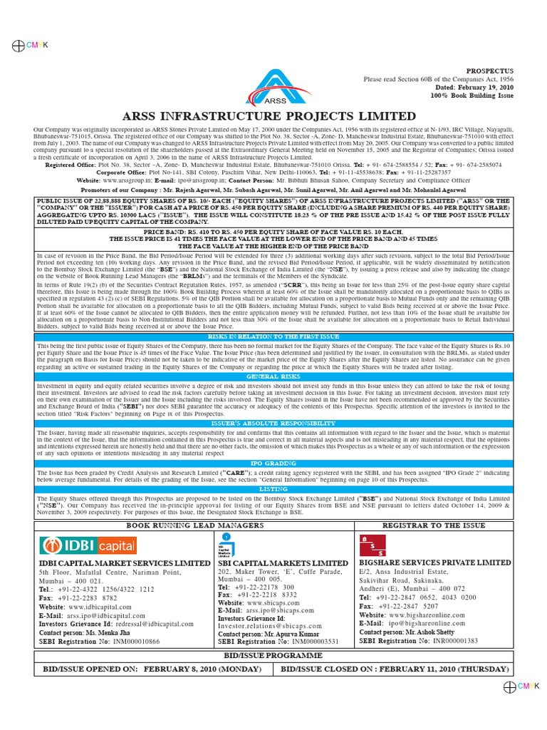 ARSS Infra | PDF | Stocks | Securities (Finance)