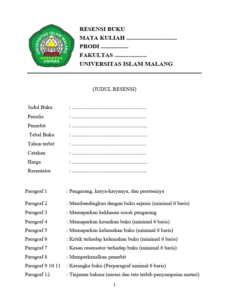 Template Resensi Buku | PDF