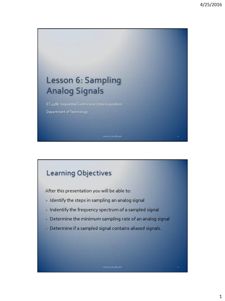 Sampling of Analog Signals | Download Free PDF | Sampling (Signal Processing) | Digital Signal ...