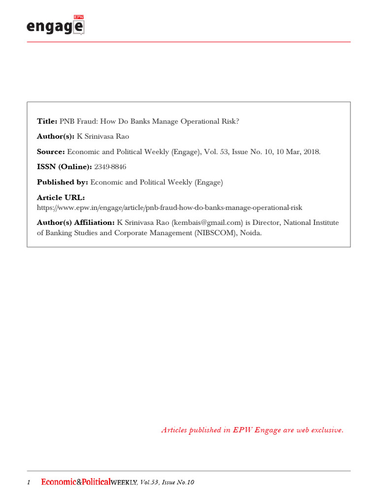 PNB Fraud: Managing Bank Operational Risk | PDF | Banks | Fraud