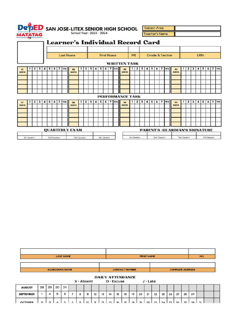 2 Index Card Learners Individual Record - Docx 20230831 160247 0000 | PDF