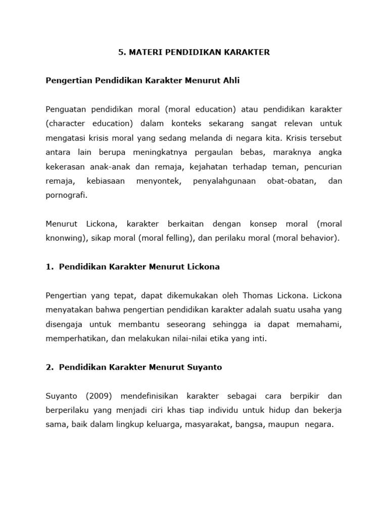 Materi MPLS PENDIDIKAN Karakter | PDF