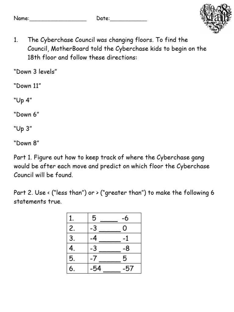 Intro To Negative Numbers | PDF