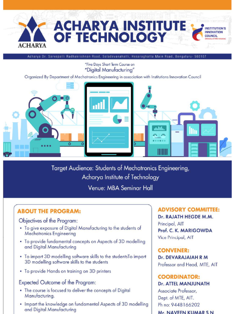 5 Days STP On Digital Manufacturing | PDF