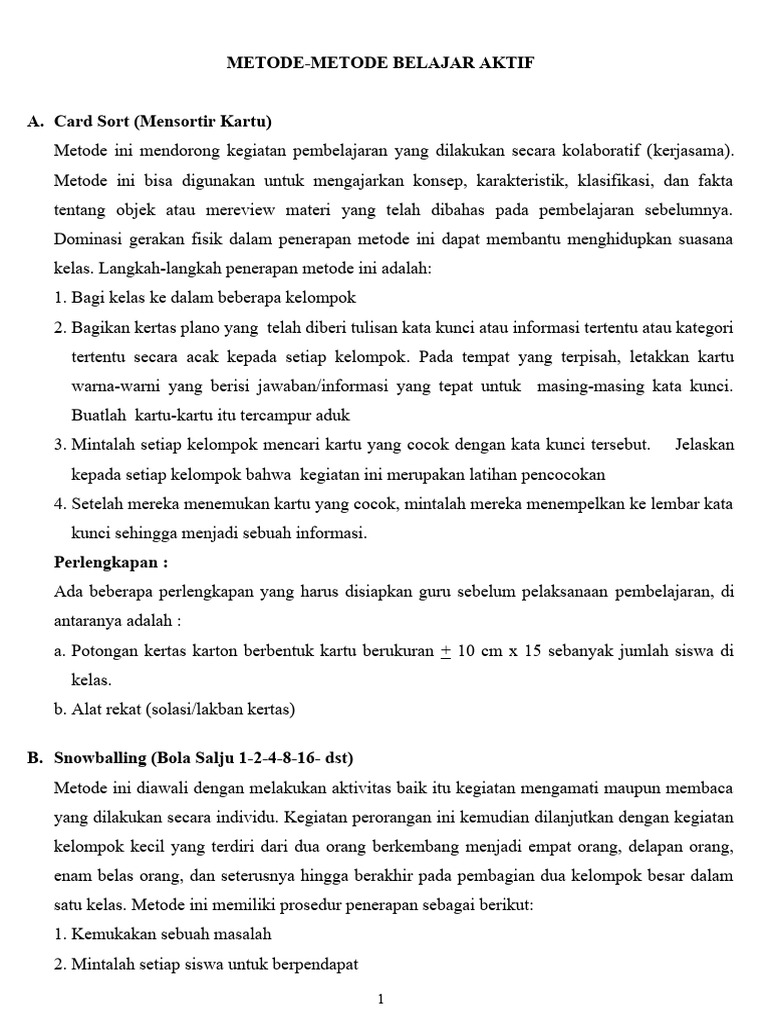 Metode-Metode Belajar Aktif2 | PDF
