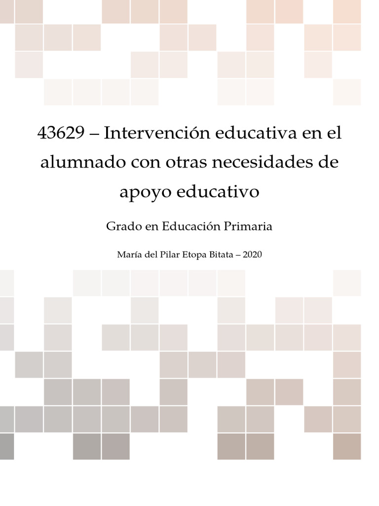 Intervención Educativa en El Alumnado Con Otras Necesidades de Apoyo Educativo | PDF ...