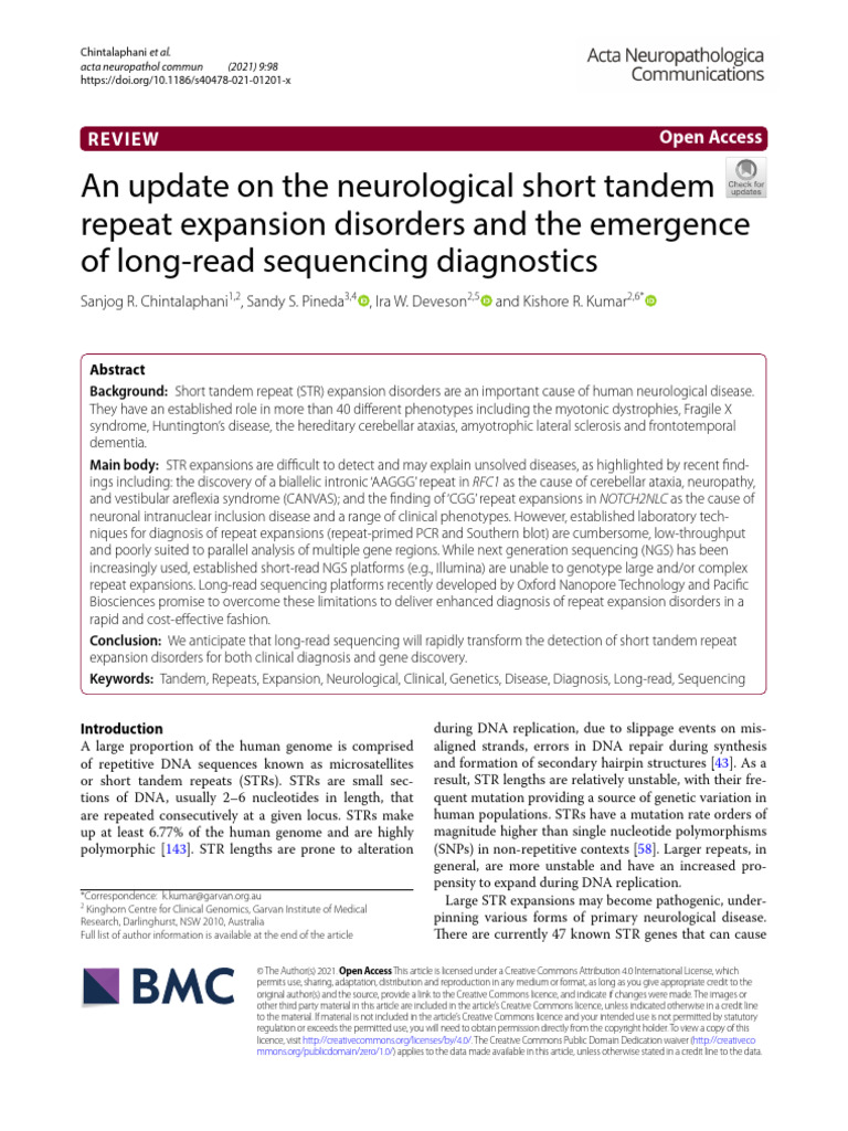 An Update On The Neurological Short Tandem Repeat Expansion Disorders ...