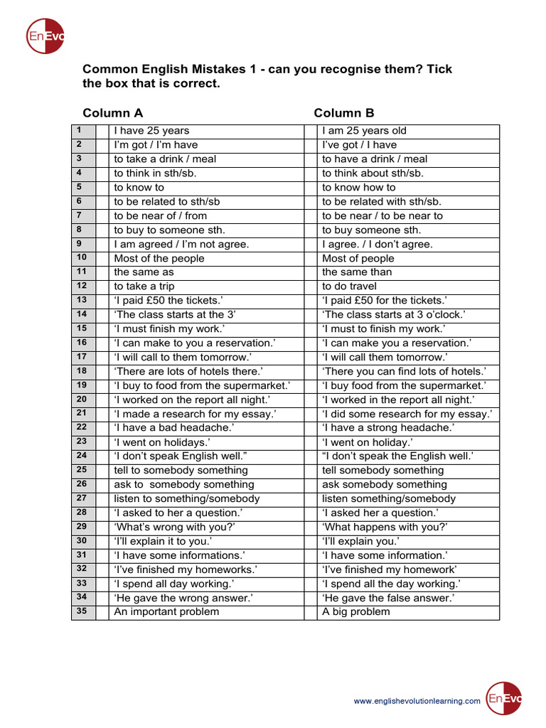 B1. Common English Mistakes 1 | PDF