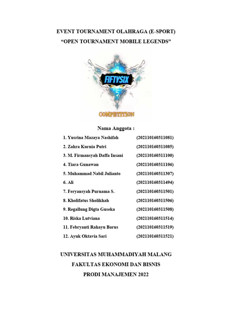 PROPOSAL TOURNAMENT E SPort New 1 | PDF