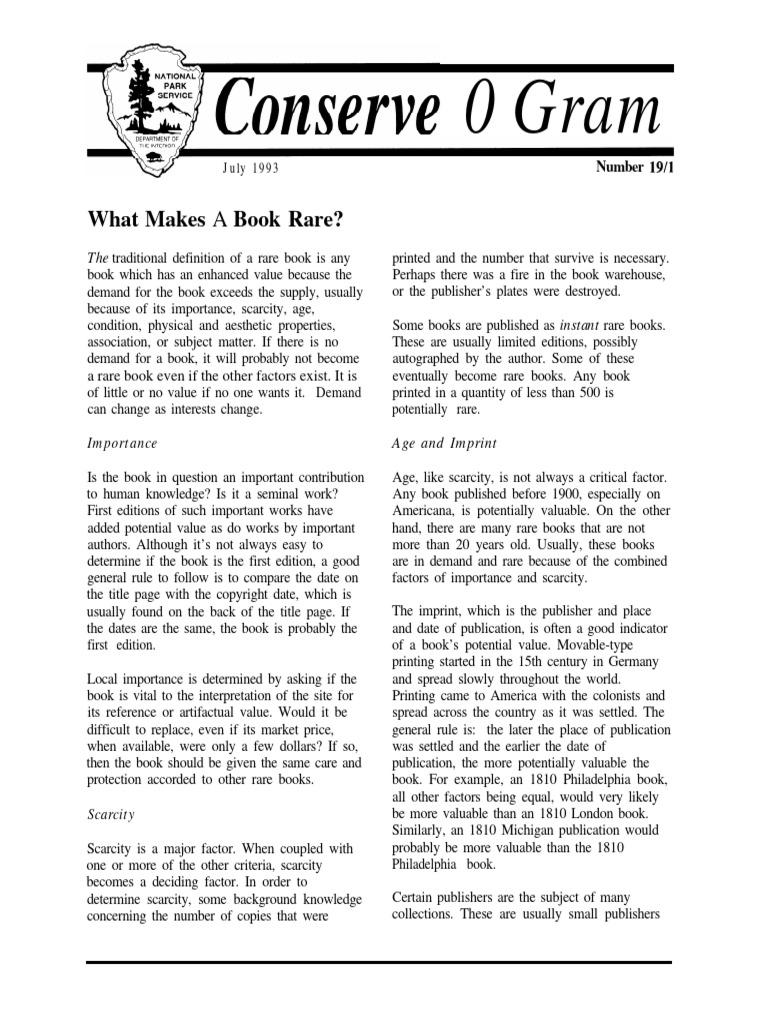 0 Gram: What Makes A Book Rare? | PDF