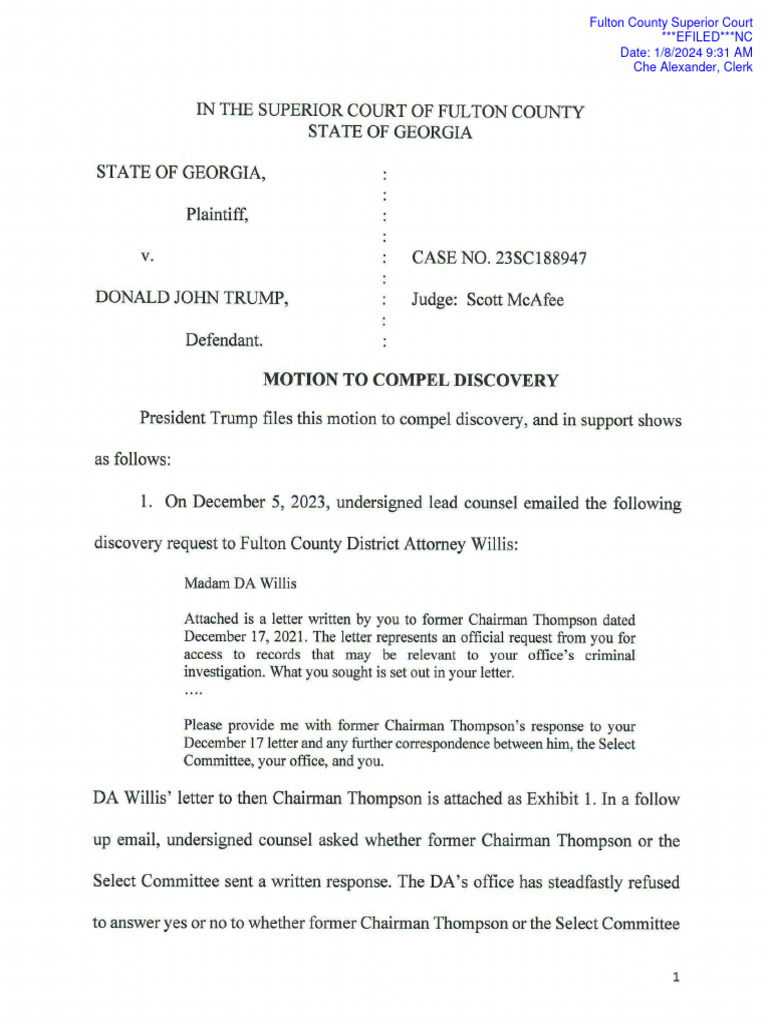Trump - Motion To Compel With Exhibit 1 | PDF