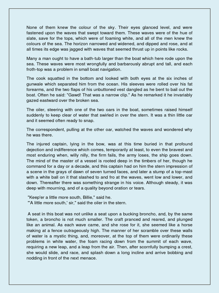 The Open Boat Extract | PDF | Ships | Water Transport