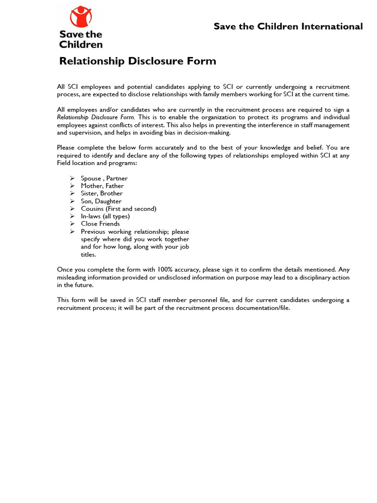 4 - Relationship Disclosure Form | PDF | Recruitment | Employment