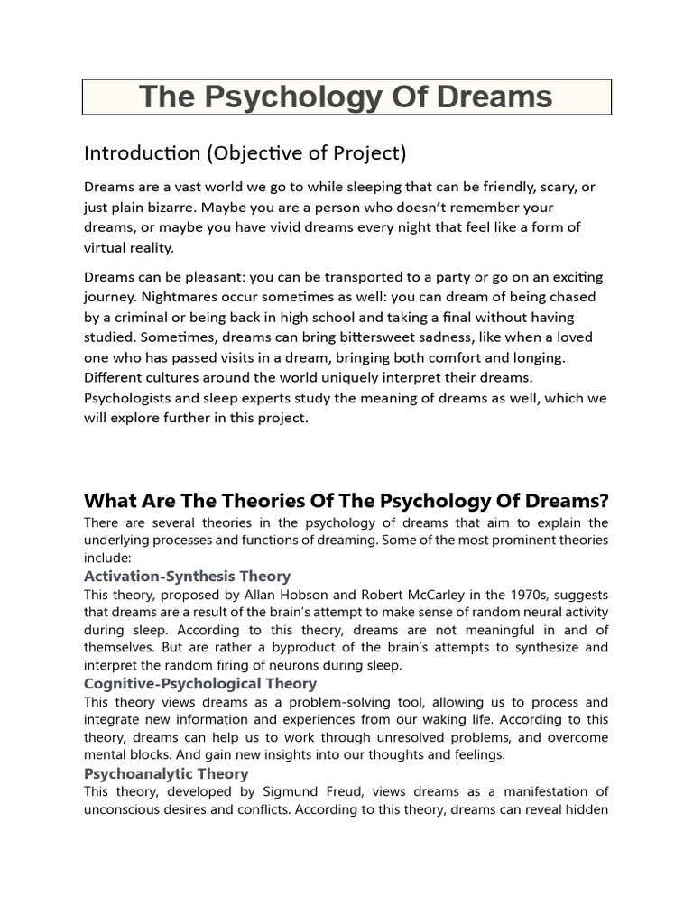 The Psychology Of Dreams | PDF