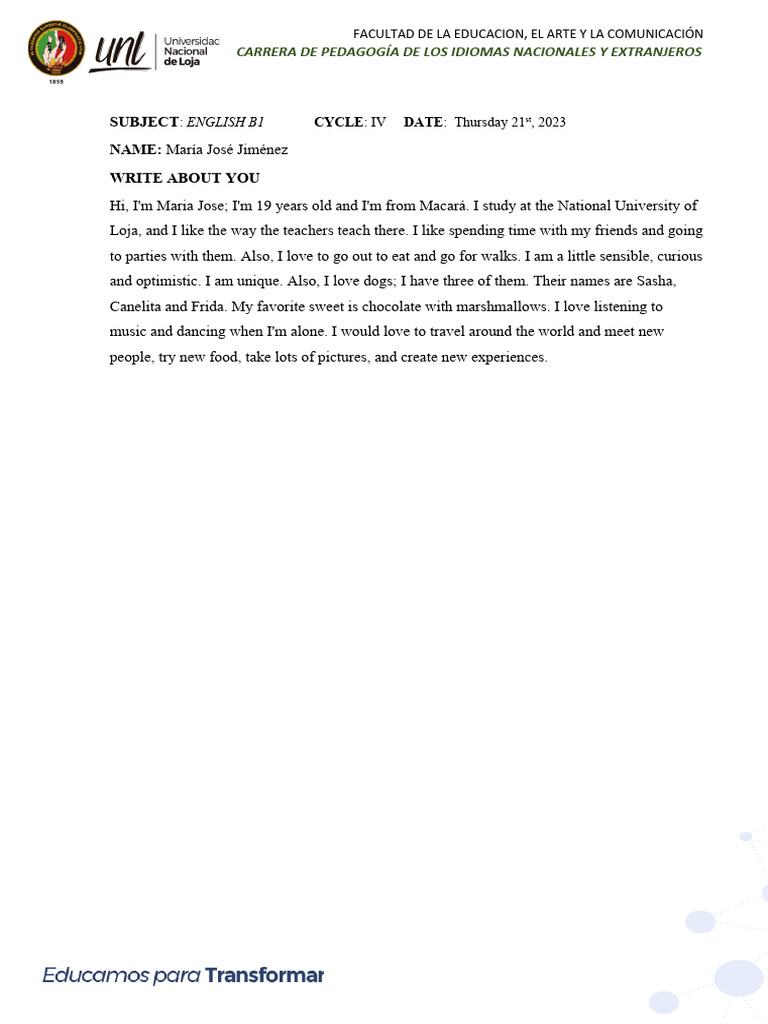 Write A Paragraph U1 | PDF